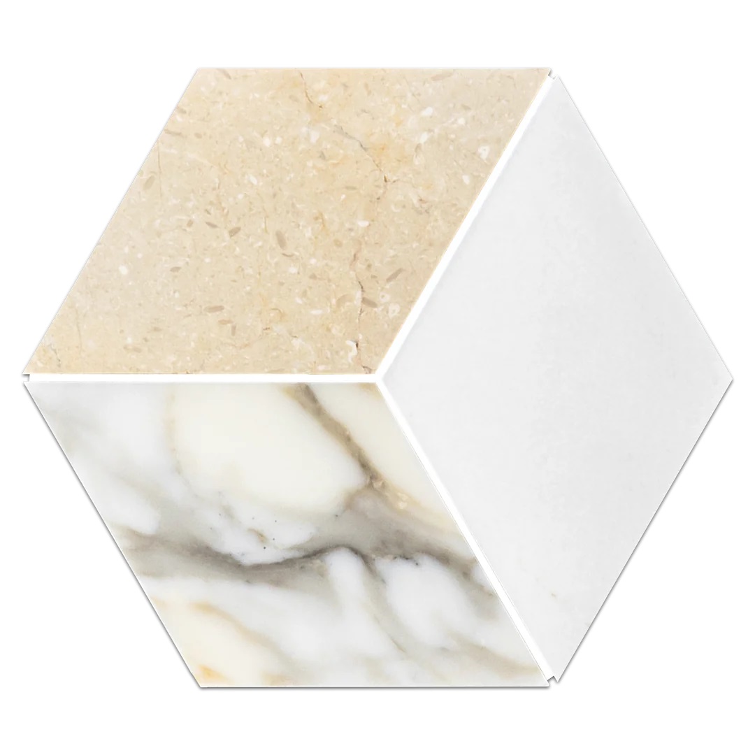Calacatta Gold, Crema Marfil & White Thassos Trillium Mosaic Hon ...