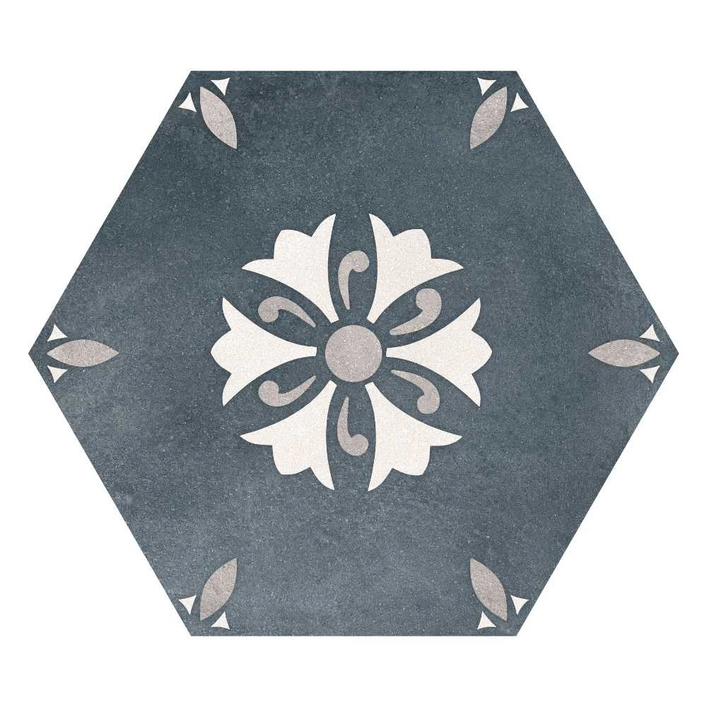 Teal Lily 8″ Hex Matte - porcelain tile Café collection by Cancos Tile ...