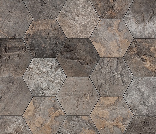 Cinder Back Bay 6"x7" Hex - porcelain tile Cinder collection by Genrose ...