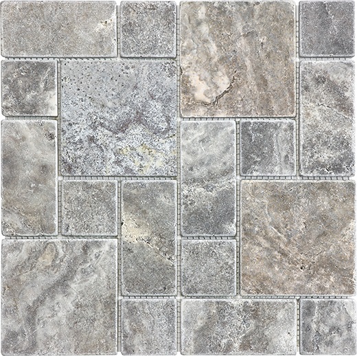 Where to buy Silver Ash (Travertine) Roman Pattern Mos, Travertine tile ...