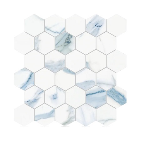 Positano Blue Mosaico Esagono su rete - porcelain tile Positano Blue ...