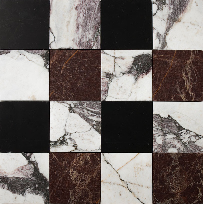 Black, Calacatta Viola, Red Bordeaux Honed 4x4 Marble Mosaic - marble ...