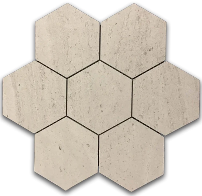 Vague De Fleurs 5" Hexagon Mosaic - limestone tile Hexagon Mosaics ...
