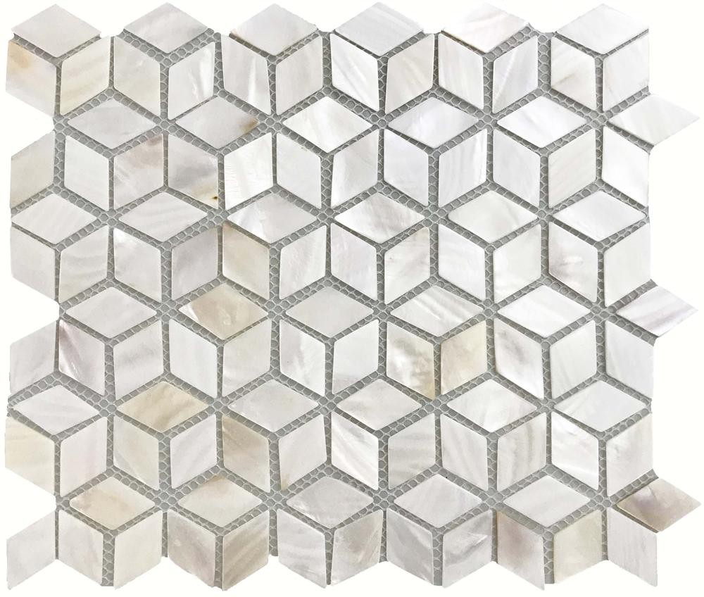 Shell White Rhombus - stone Shell Mosaics collection by Ottimo Ceramics ...