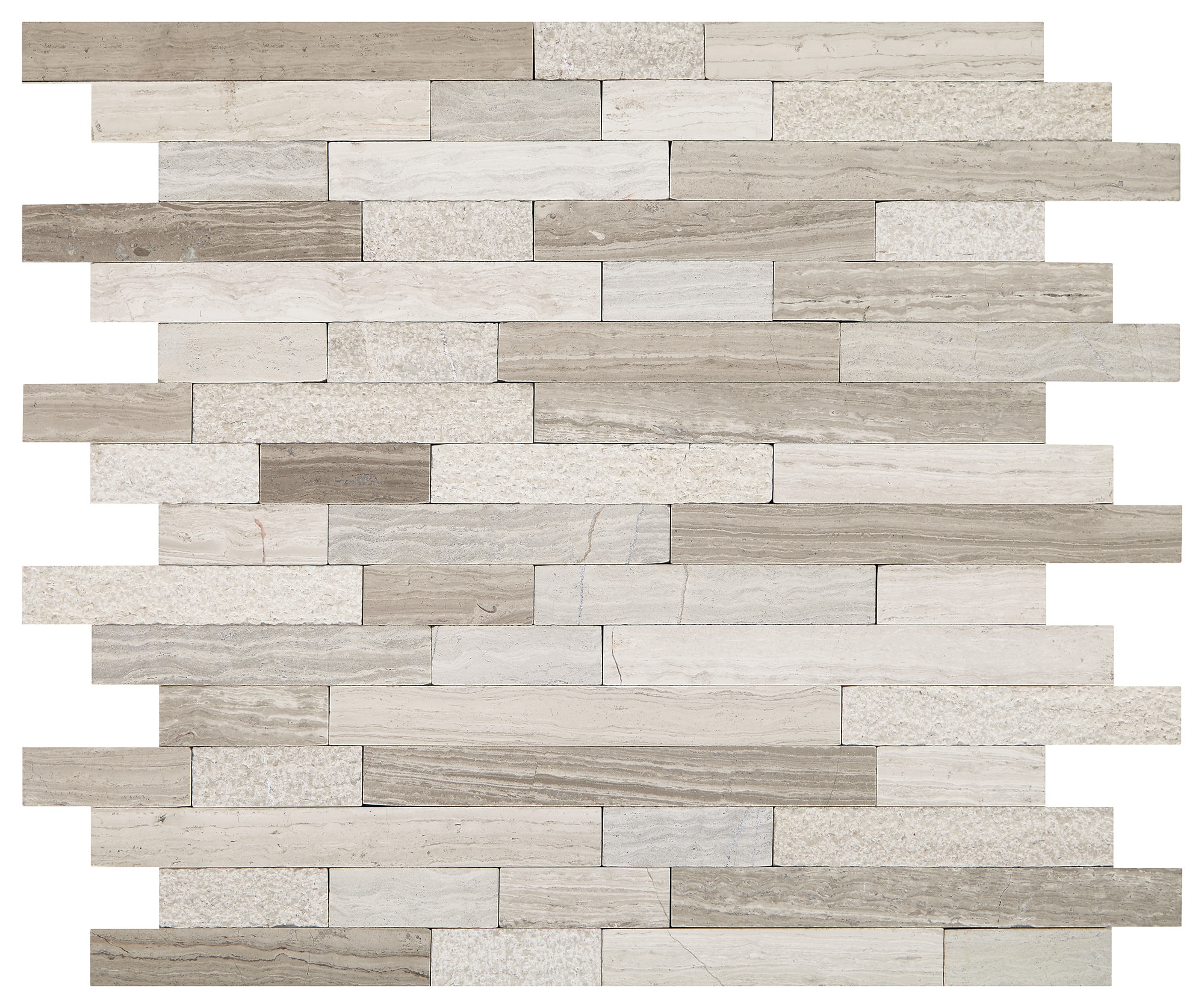 Chenille White Random Linear - stone tile Minute Mosaix collection by ...