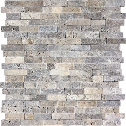 Silver Ash Tumbled Random stack mosaics - stone Travertine collection ...