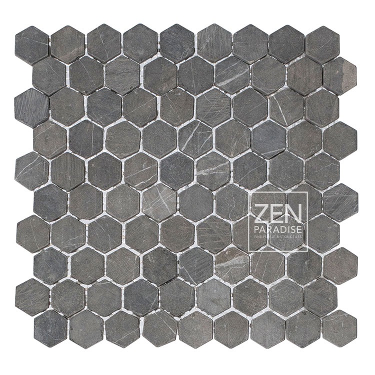 Dark Grey Marble Mini Hexagon - marble stone Mini Hexagon collection by ...