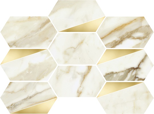 ORO ESAGONA DECORO ORO SATIN - porcelain tile Luce collection by ...
