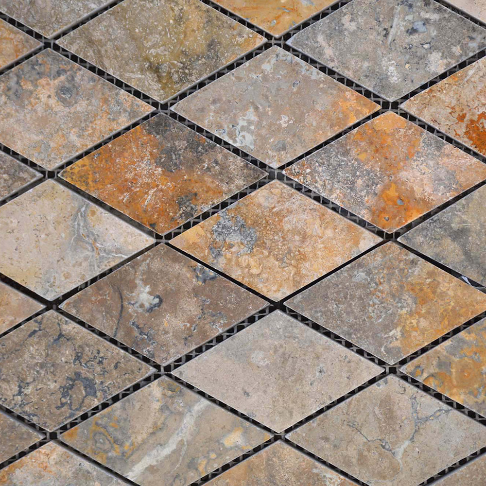 Golden Green Rhomboid Mosaic Polished 2x2 - mosaic tile Travertine ...