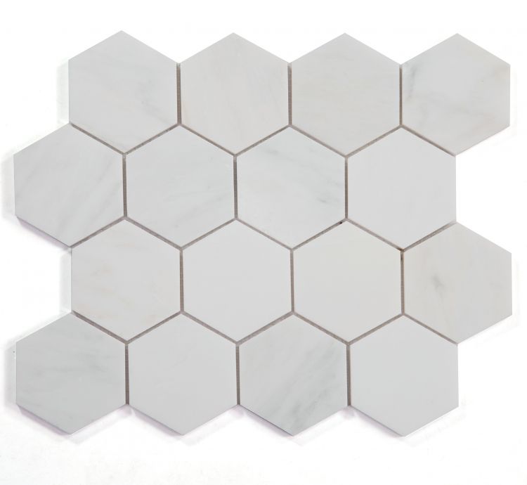 Hexagon Snow White Honed 3 x 3 - marble tile Hexagon collection by ...