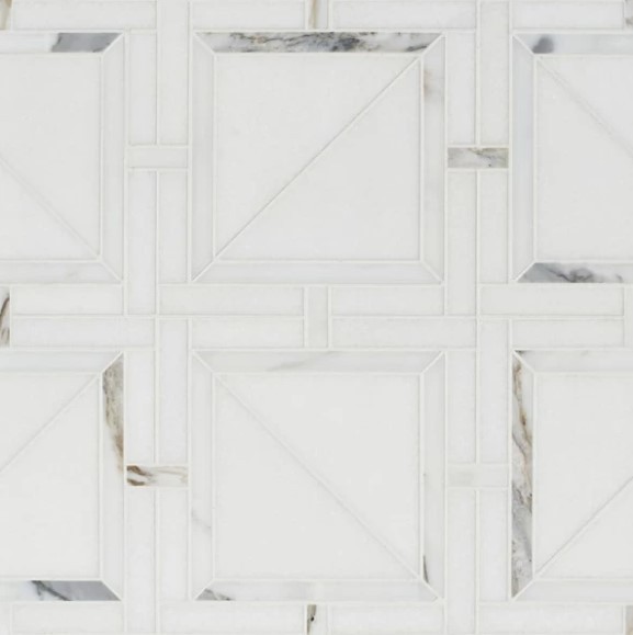 Thassos White, Calacatta Gold Honed Magra Lattice - marble tile Thassos ...