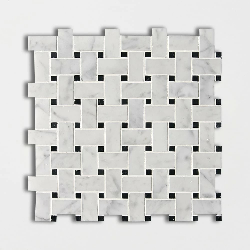 White Carrara Bardiglio Honed Basket Weave - marble stone White Carrara ...