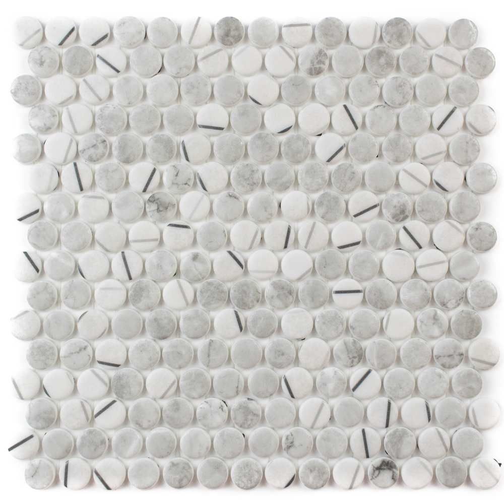 Timeless Penny Lineas Gris Recycled Mosaic - glass tile Timeless ...