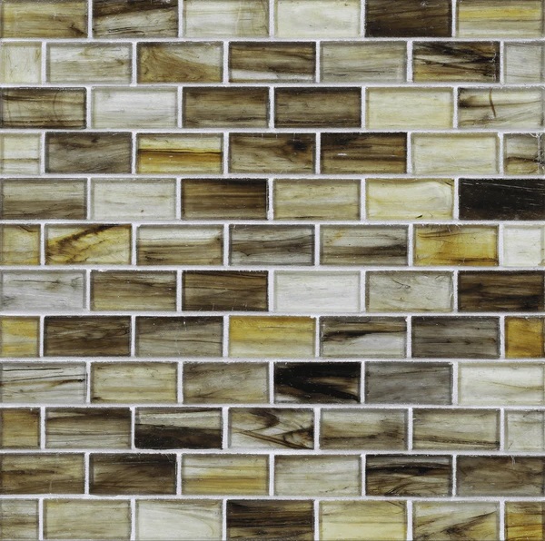 Haisen 1x2 Brick Sorrel - glass tile Haisen collection by Lunada Bay ...