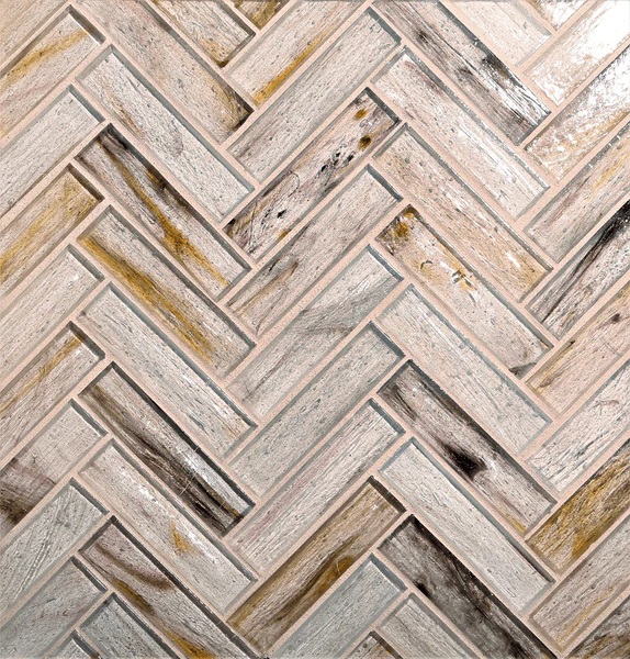 Haisen 1x4 Herringbone Light Walnut - glass tile Haisen collection by ...