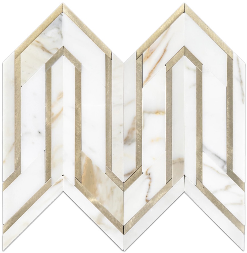 Calacatta Gold Serpentine With Gold Aluminum Mosaic - marble stone ...