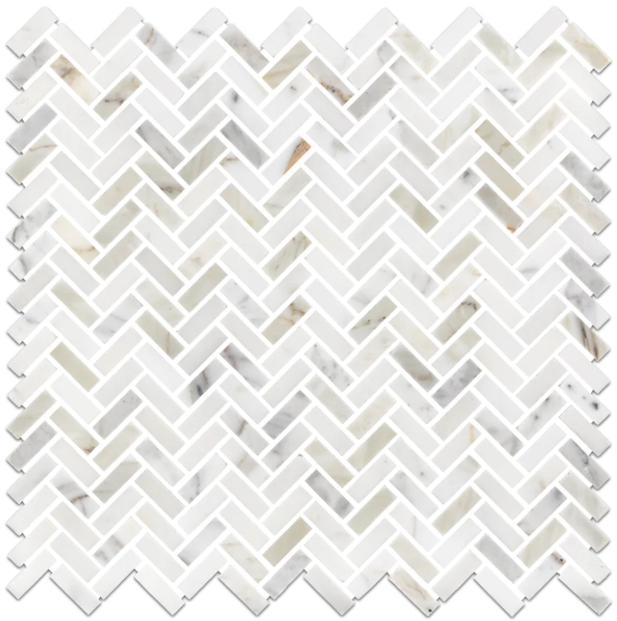 Calacatta Gold Micro Herringbone Mosaic - marble stone Herringbone ...