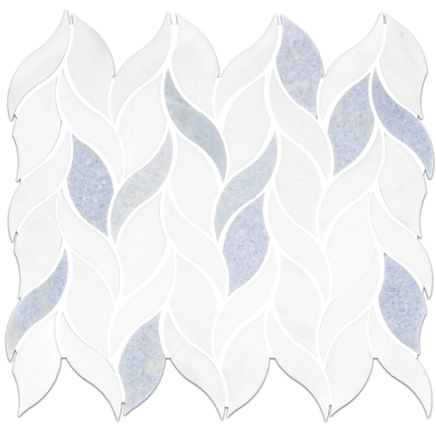 White Thassos Petal With Blue Celeste Mosaic - marble stone Petal ...